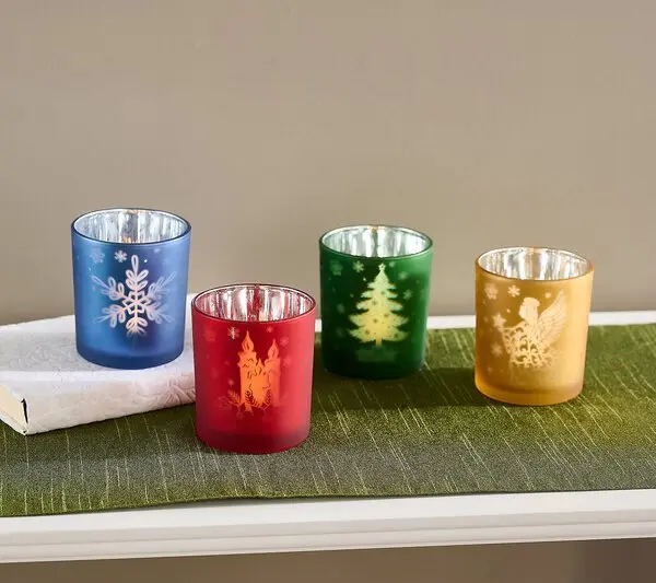 VALERIE PARR HILL Set Of 4 Illuminated Votives With Scene Valerie - One-color