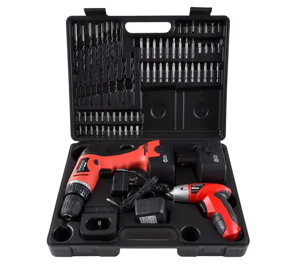 STALWART 74 Pc 12v Cordless Drill & 3.6v Screwd River Set - One-color