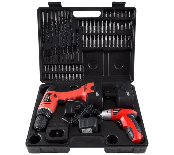 STALWART 74 Pc 12v Cordless Drill & 3.6v Screwd River Set