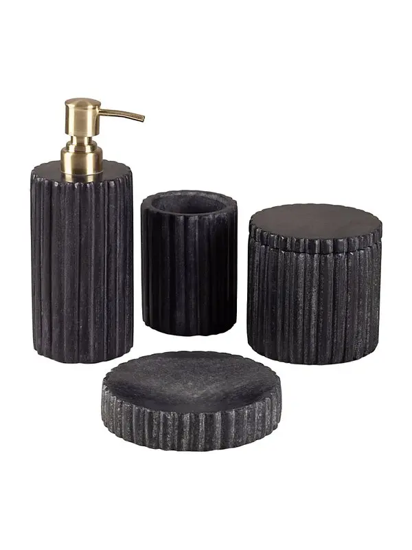 GAURI KOHLI Roksana Marble Bath Accessories, Set Of 4 - Black