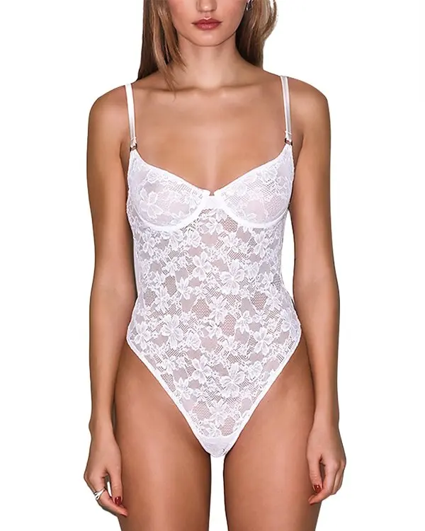 FLEUR DU MAL Le Stretch Multifit Lace Bodysuit - Ivory
