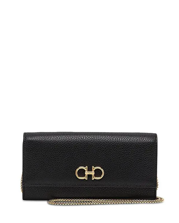 FERRAGAMO Gancini Soft Wallet On Chain - Black.silver