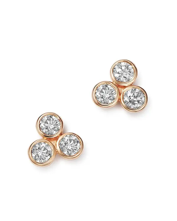 Bloomingdale'S Diamond Three Stone Stud Earrings In 14k Rose Gold, 0.30 Tcw - White/rose Gold