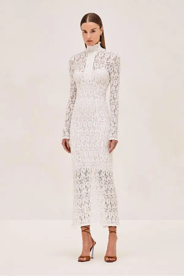 Alexis Tafari Lace Midi Dress - White | Editorialist