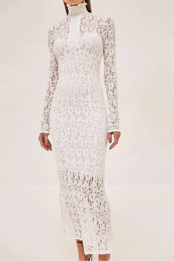 Alexis Tafari Lace Midi Dress - White | Editorialist