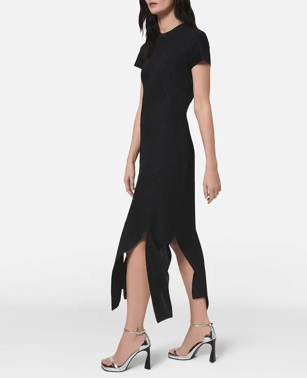 Stella McCartney Lurex Rib Knit Midi Dress - Black/navy