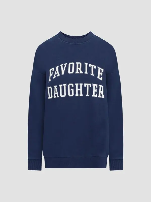 FAVORITE DAUGHTER Collegiate Oversized Logo Cotton-blend Sweatshirt - Navy