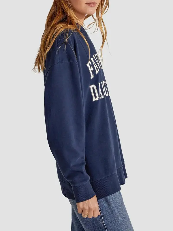 FAVORITE DAUGHTER Collegiate Oversized Logo Cotton-blend Sweatshirt - Navy
