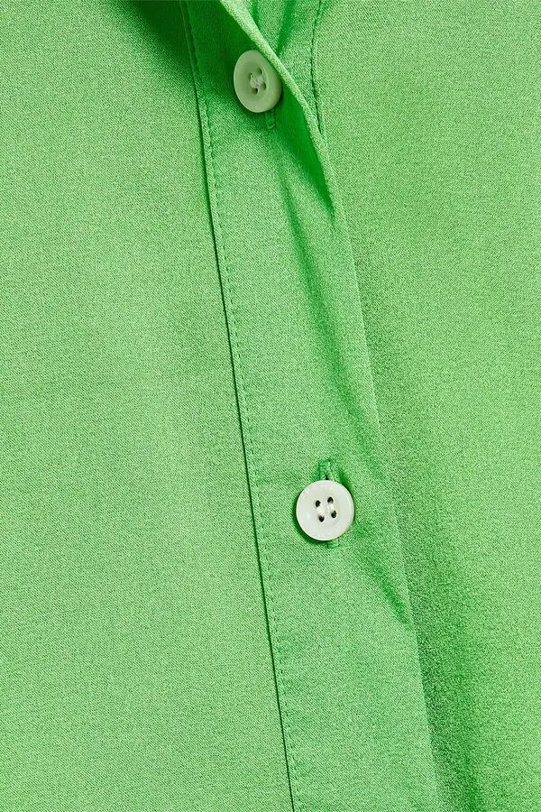 Frame Silk-Blend Satin Mini Shirt Dress In Bright Green - 85% Off |  Editorialist