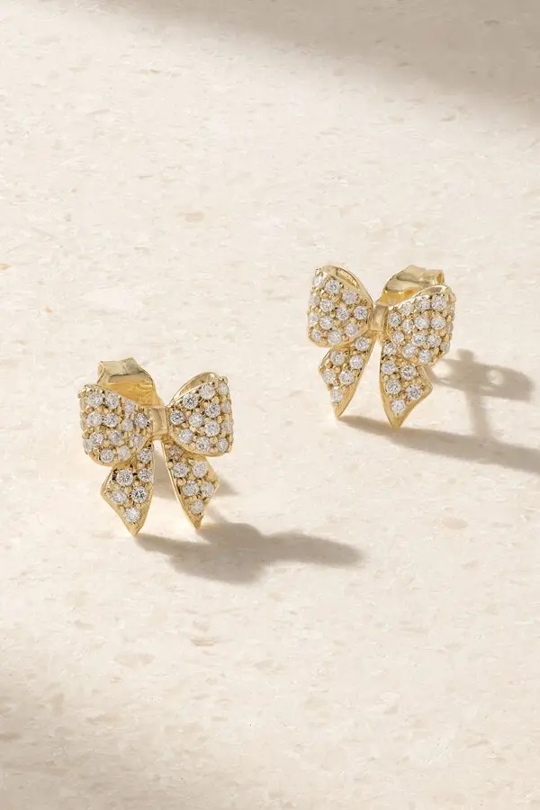 SYDNEY EVAN Small Bow Diamond Earring - Gold
