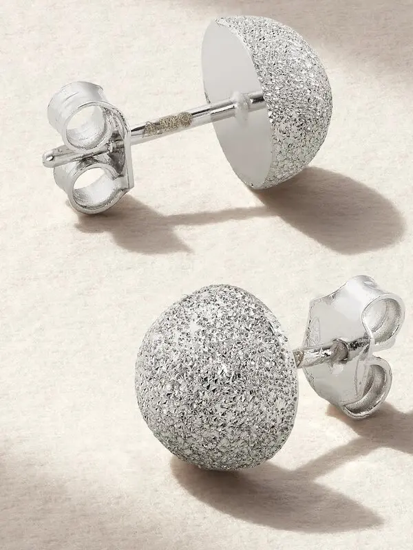Carolina Bucci Medium Florentine Finish 18-karat Earrings - Silver
