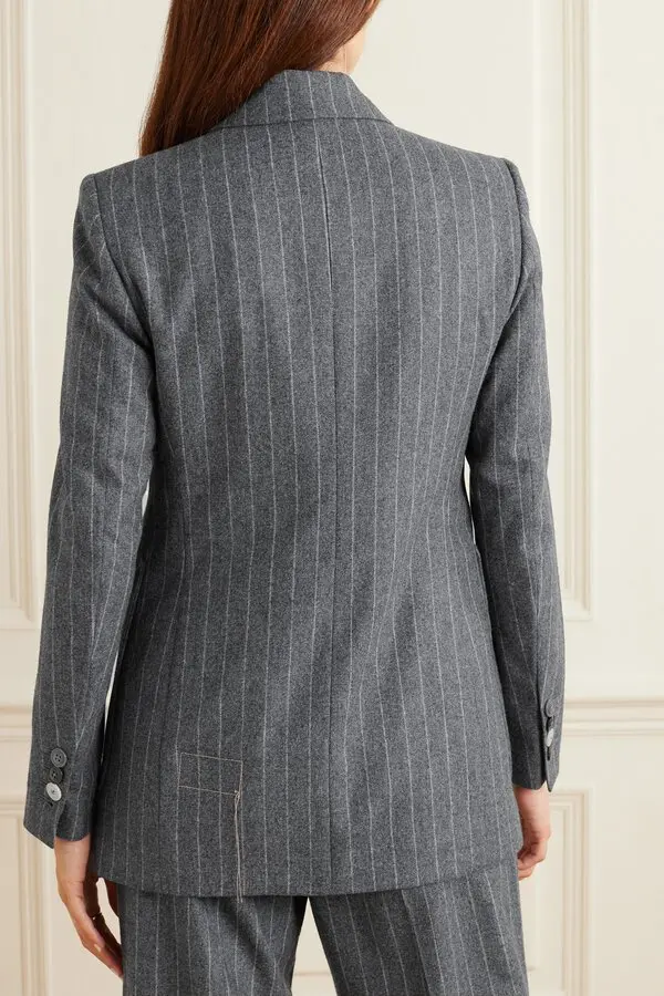 FORTELA Brandy Double-breasted Pinstriped Wool Blazer