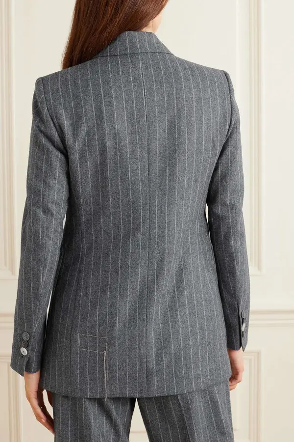 FORTELA Brandy Double-breasted Pinstriped Wool Blazer