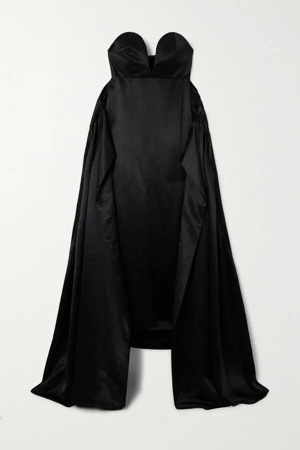 Loewe Strapless Cape-effect Hammered-satin Gown