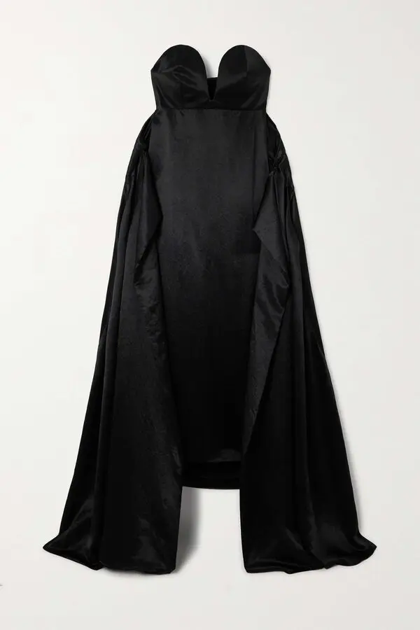 Loewe Strapless Cape-effect Hammered-satin Gown