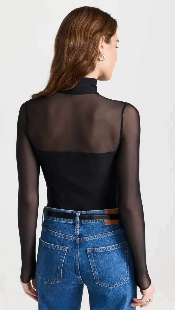 Commando Chic Mesh Long Sleeve Thong Bodysuit
