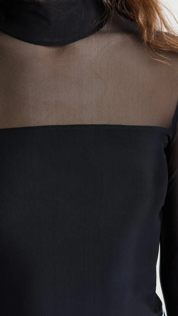 Commando Chic Mesh Long Sleeve Thong Bodysuit