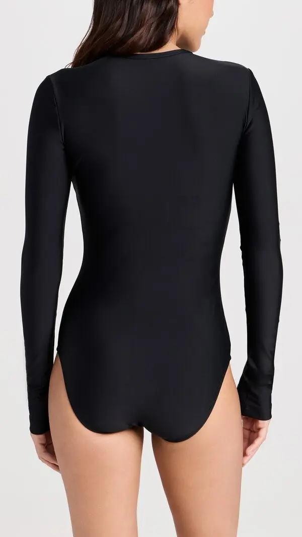 Cover Front Zip Long Sleeve Swimsuit
