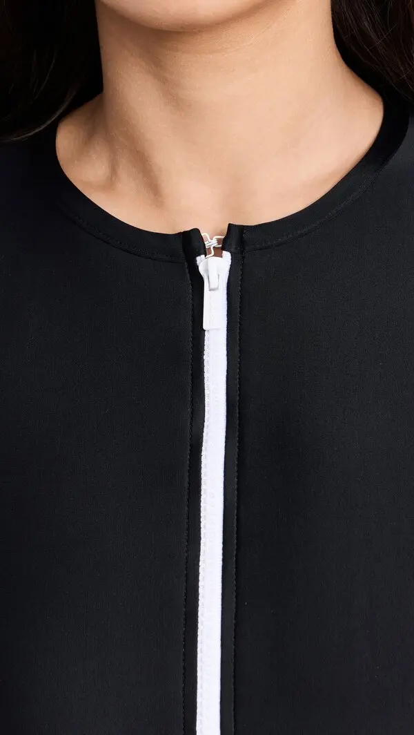 Cover Front Zip Long Sleeve Swimsuit
