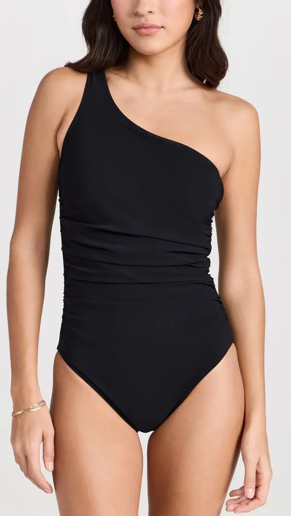 KARLA COLLETTO One-shoulder Ruched One-piece - Black