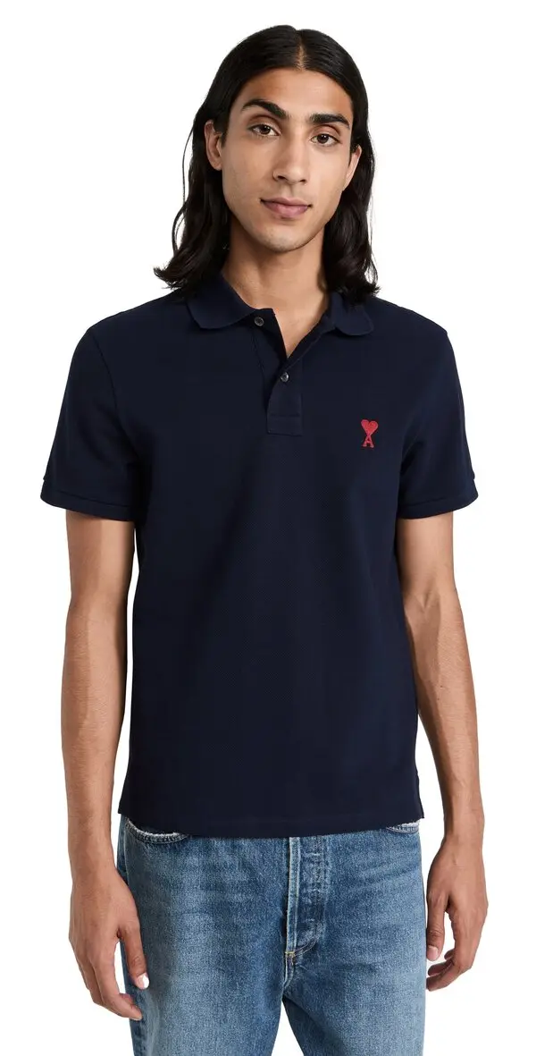AMI Paris De Coeur Polo Shirt - Night Blue.430