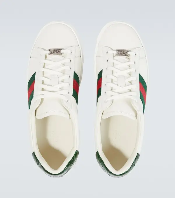 Gucci Ace Web Stripe Leather Sneakers
