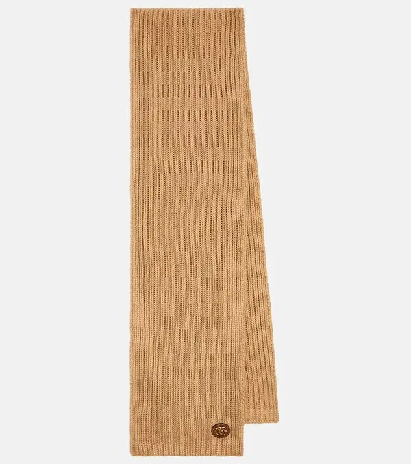 Gucci Ribbed-knit Wool And Cashmere Scarf - Beige