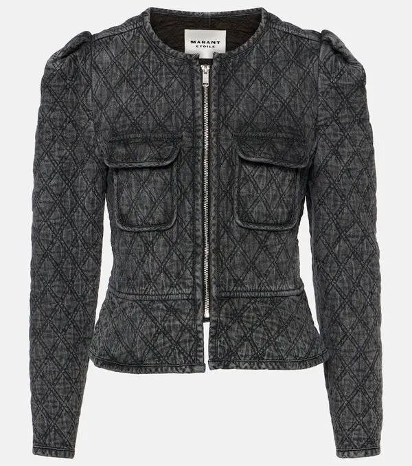MARANT ETOILE Deliona Quilted Denim Jacket - Grey