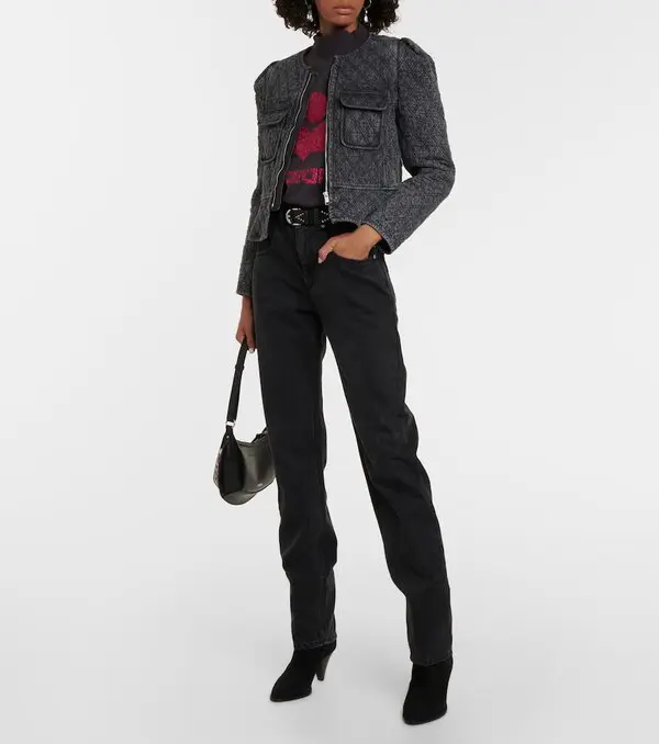 MARANT ETOILE Deliona Quilted Denim Jacket - Grey