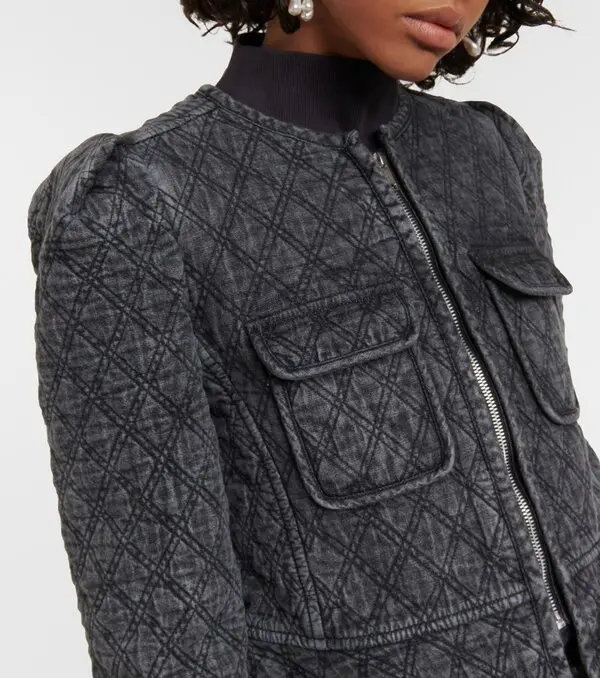 MARANT ETOILE Deliona Quilted Denim Jacket - Grey