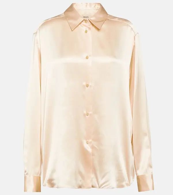 Khaite Argo Silk Charmeuse Blouse - Neutrals