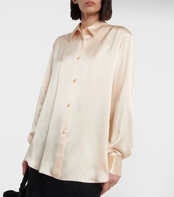 Khaite Argo Silk Charmeuse Blouse - Neutrals