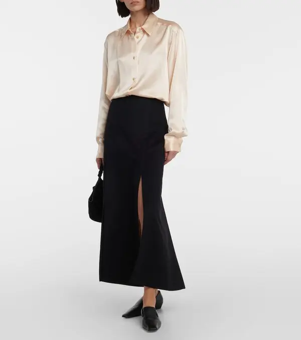 Khaite Argo Silk Charmeuse Blouse - Neutrals