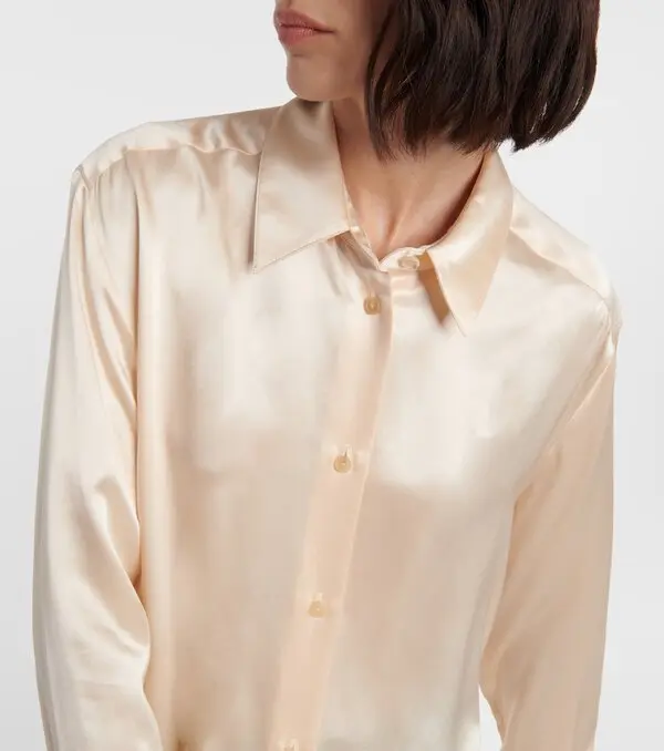 Khaite Argo Silk Charmeuse Blouse - Neutrals