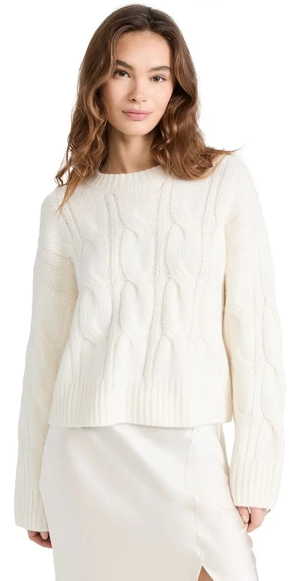 Sablyn Cable Knit Cashmere Sweater - Gardenia