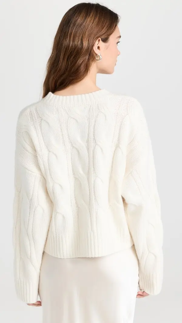 Sablyn Cable Knit Cashmere Sweater - Gardenia