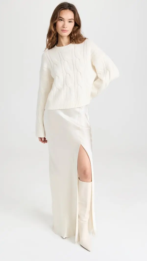 Sablyn Cable Knit Cashmere Sweater - Gardenia