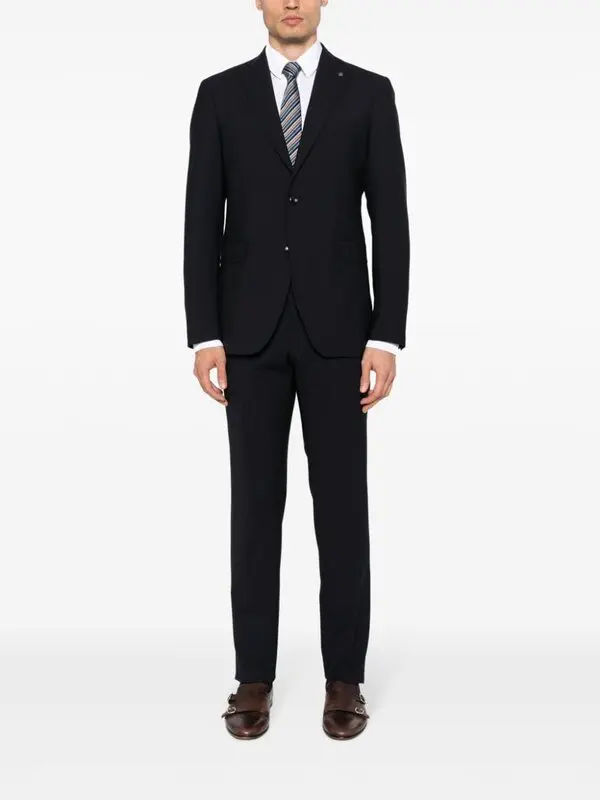 Tagliatore Brooch-detail Single-breasted Suit - Blue