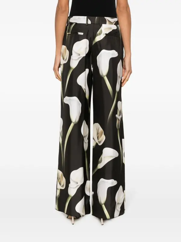 LANVIN Calla Lily-print Silk Trousers