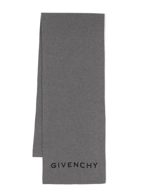 Givenchy Logo-embroidered Knitted Scarf - Grey