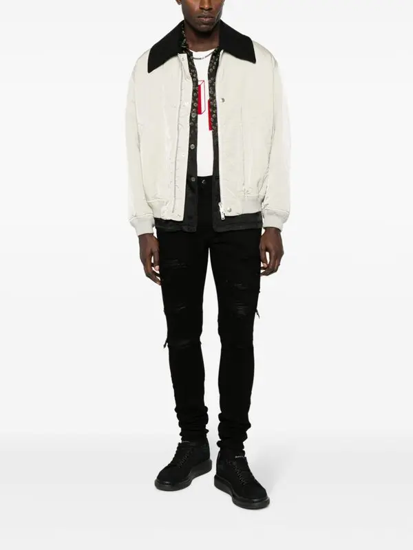 Amiri Logo-patch Ripped Skinny Jeans - Black