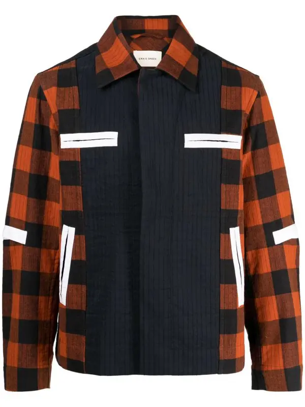 CRAIG GREEN Check-pattern Cotton Jacket - Blue