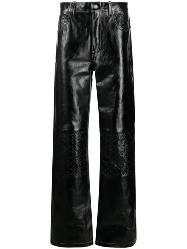 MARINE SERRE Moonogram Leather Trousers