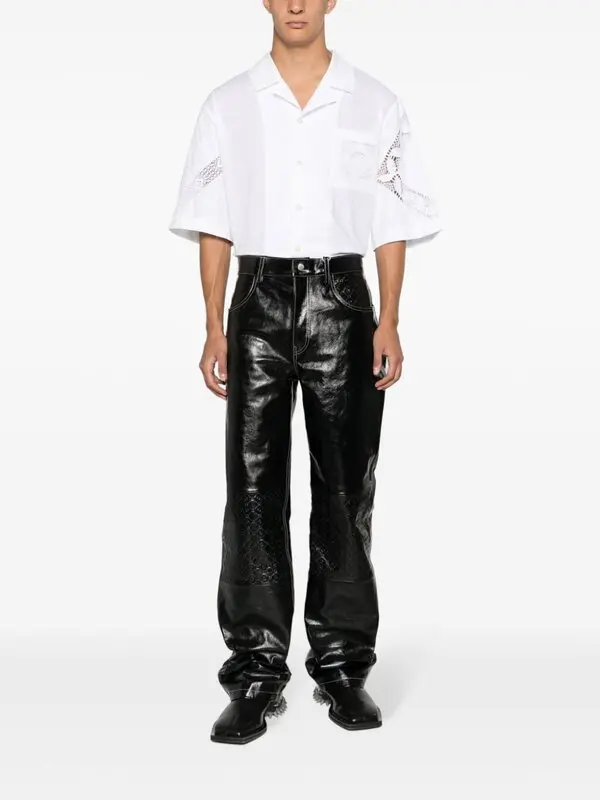 MARINE SERRE Moonogram Leather Trousers