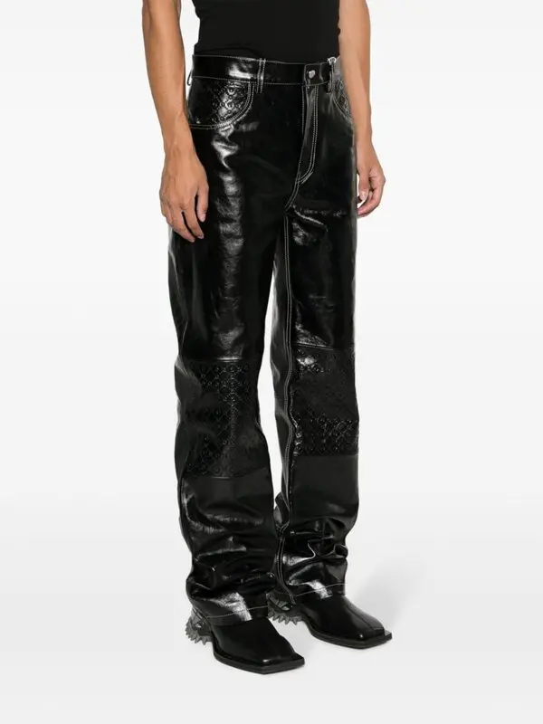 MARINE SERRE Moonogram Leather Trousers