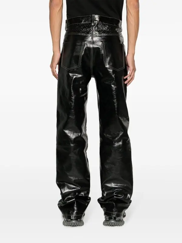 MARINE SERRE Moonogram Leather Trousers
