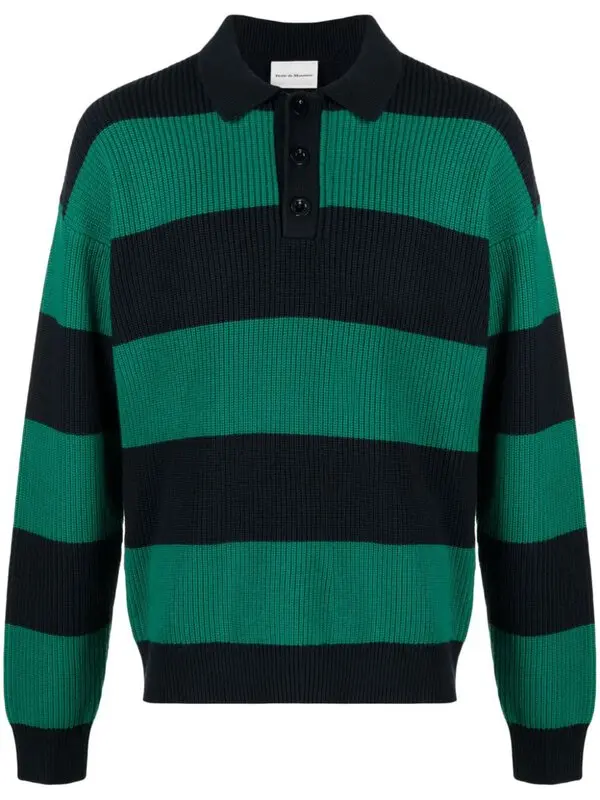 Drole De Monsieur Ribbed-knit Polo-collar Jumper