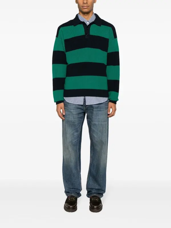 Drole De Monsieur Ribbed-knit Polo-collar Jumper