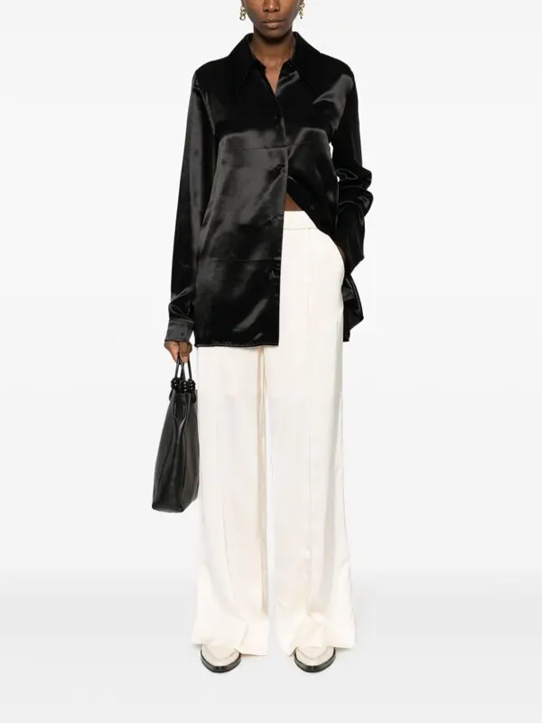 JIL SANDER Pressed-crease Flared Trousers - Neutrals