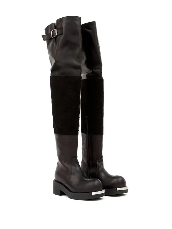 MAISON MARGIELA Panelled Buckled Leather Boots